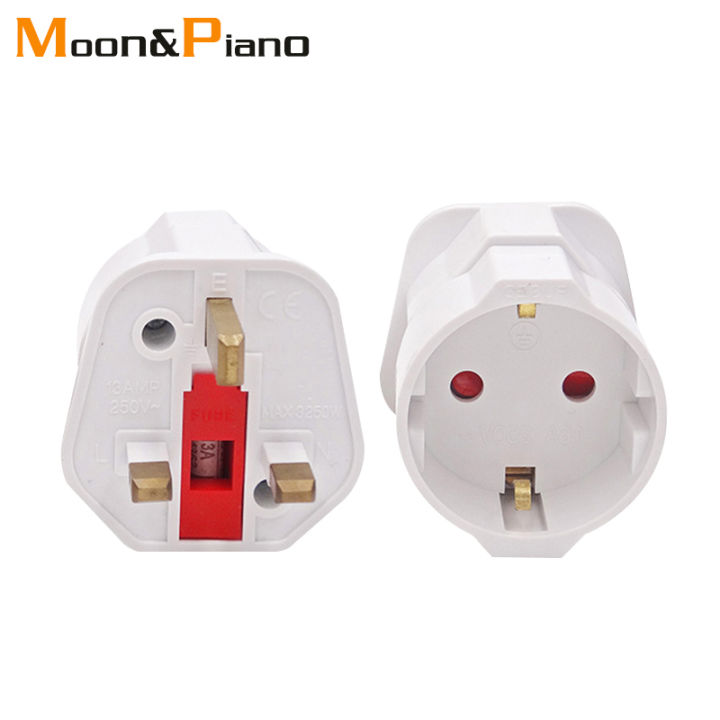 1 Pc European 2 Pin To Uk 3 Pin Plug Adaptor Eu Travel Mains Adapter ...