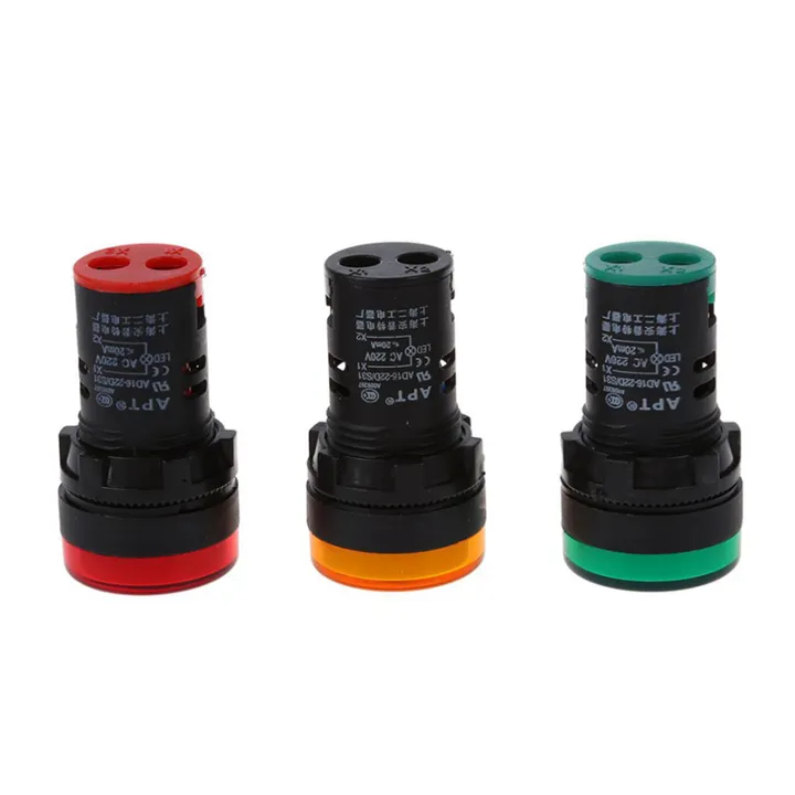 Red, Yellow-Green Light Lamp 22 mm LED Pilot Display Panel AC 220 V 15 ...