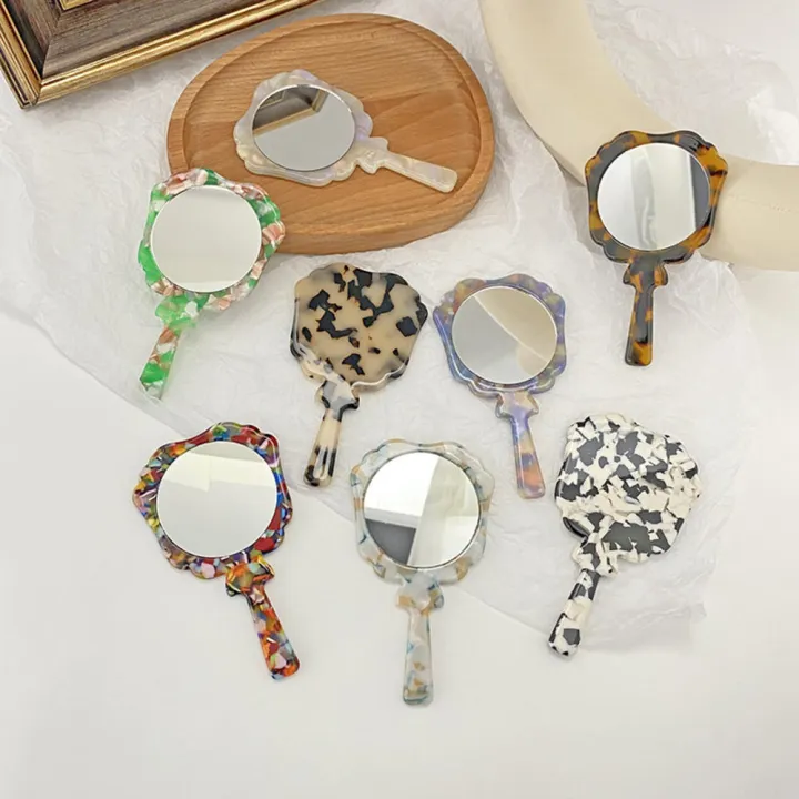 hand-held makeup mirror ins cute sweet wind acetate makeup mirror ...