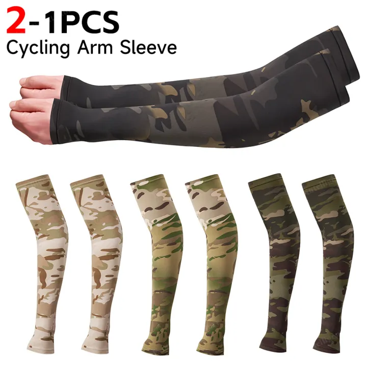 2-1Pairs Arm Sleeve Basketball Ice Silk Arm Sleeves Sun UV Protection ...