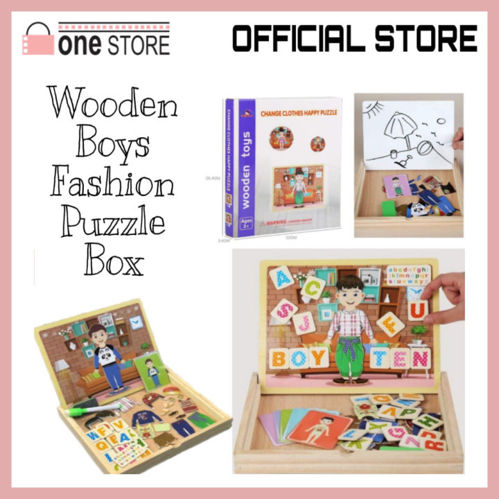 Wooden Magnetic Cartoon Boy Change Clothes Game Dress Up Kids Jigsaw ...