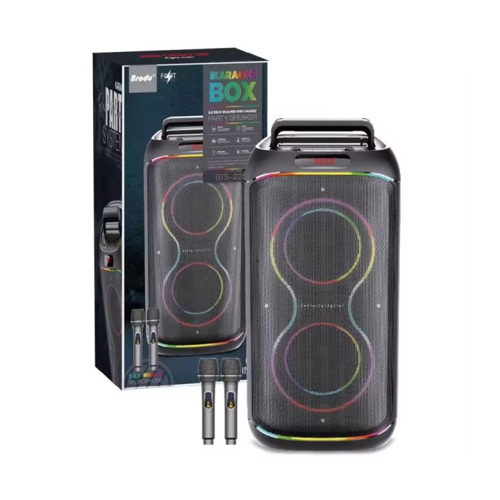 Brodu BTS 2255 Portable Bluetooth Karaoke Speaker Dual 6.5 Inch Super ...