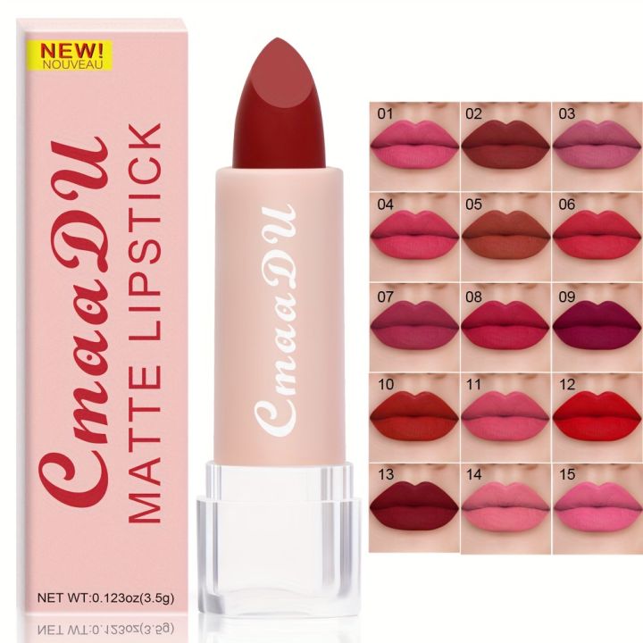 15 Color Matte Lipstick Set by CMAADU: Waterproof, Long-Lasting ...