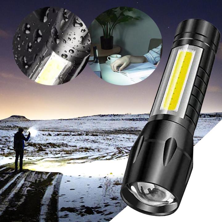 Rechargeable Mini COB LED Flashlight Torch With Adjustable Focus ...