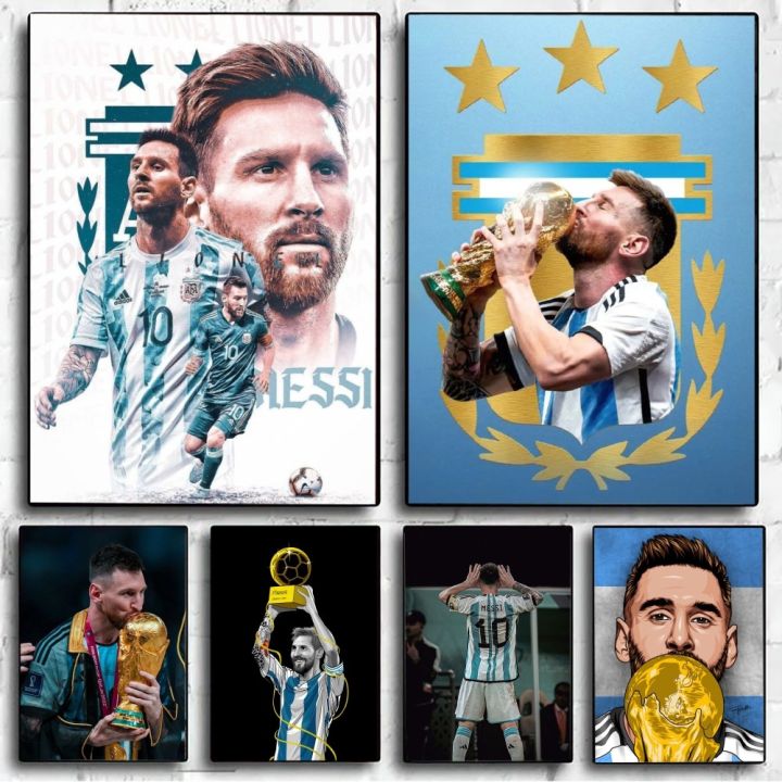 Football Star Vintage M-Messi wallpaper Poster Kraft Club Bar Paper ...