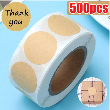 500Pcs/Roll Kraft Paper Stickers Round Packaging Sealing Labels ...