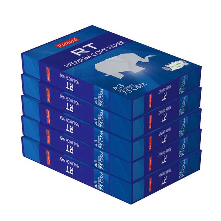 Richard RT Premium Copy Paper A3 75gsm (500 Sheets) - 5 Packs | Daraz.lk