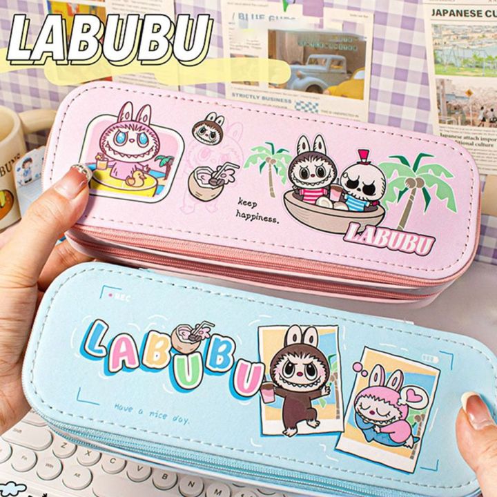New Double Layer Labubu Pencil Cases Large Capacity Cute Cartoon Pencil ...