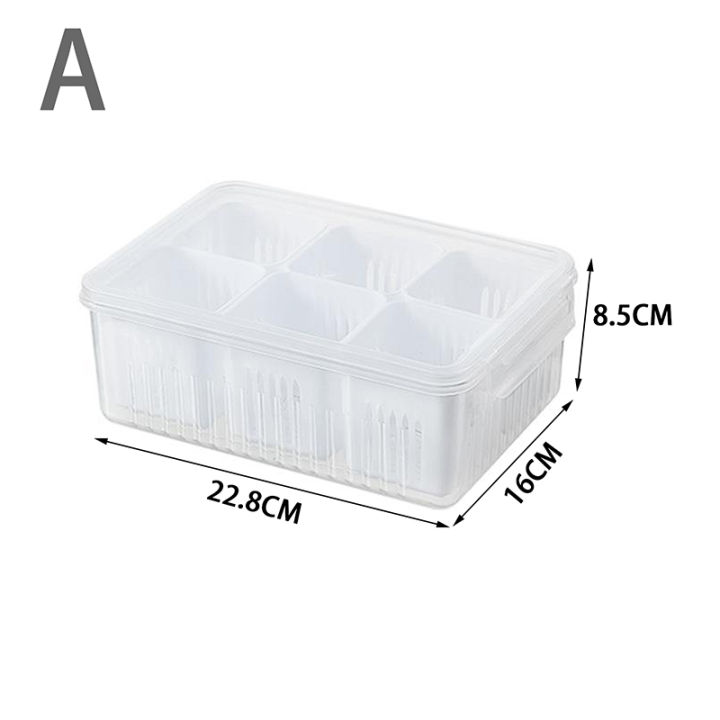 Refrigerator Storage Box 4/6 Grid Food Vegetable Fruit Storage Box ...