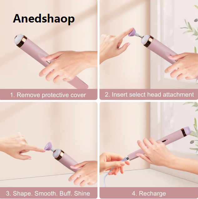Anedshaop Flawless Salon Nails 6-in-1 Electric Nail File Buffer ...