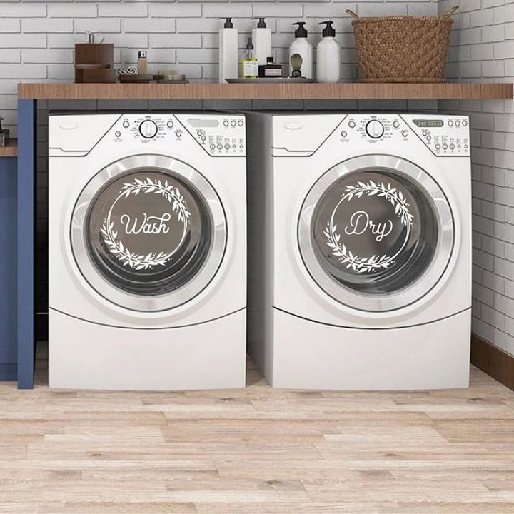 Wash Dry Sign Quotes Vinyl Decals Laundry Room Decor Washing Machines ...
