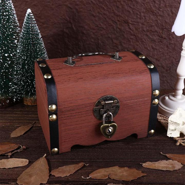 1Pcs Wooden With Lock Home Decor Creative Money Saving Box Coin Boxes ...