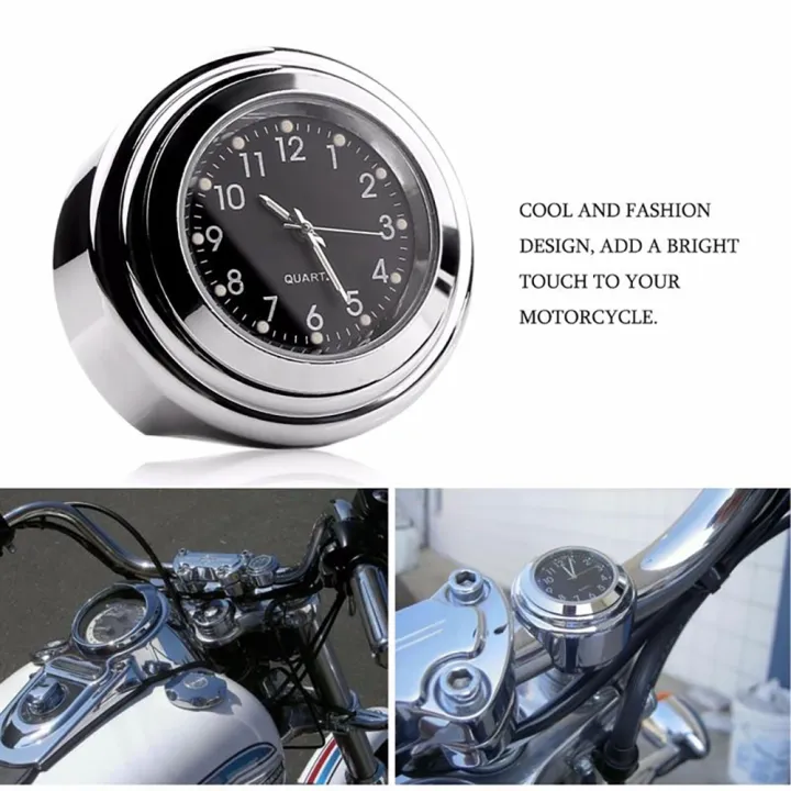 2PCS Motorcycle Quartz Clock and Thermometer 7/8Inch Waterproof | Daraz.lk