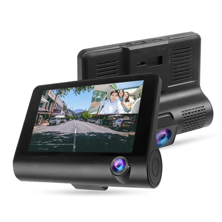 Car Dash Camera DVR 3 Cameras Lens 1080P Dual Lens 4.0 Inch Rearview ...