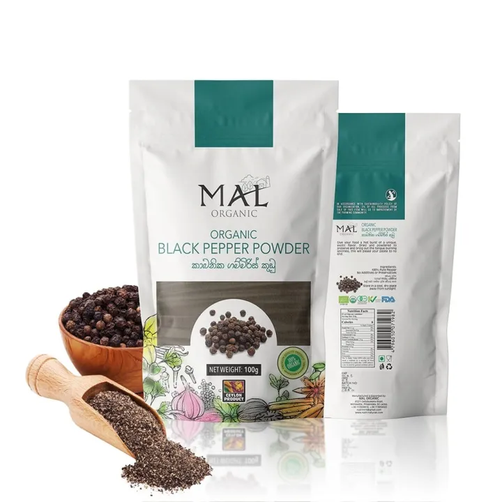 Mal Organic Ceylon Black Pepper Powder - 100g | Daraz.lk