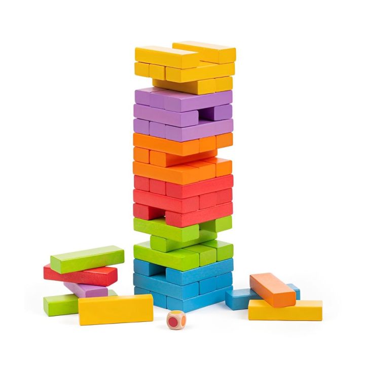 54PCS Wooden Tumble Tower Game Jenga Blocks Building Family Game | Daraz.lk