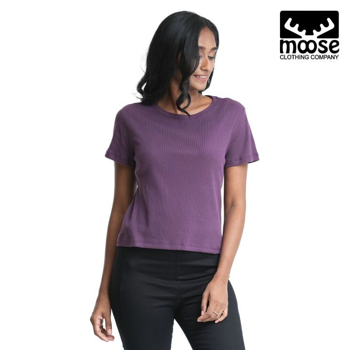 Moose Women’s Crew Neck T-Shirt - Pale Purple | Daraz.lk