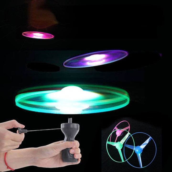 【Hot】 LED Lighting Flying Disc Propeller Helicopter Toys Pull String ...