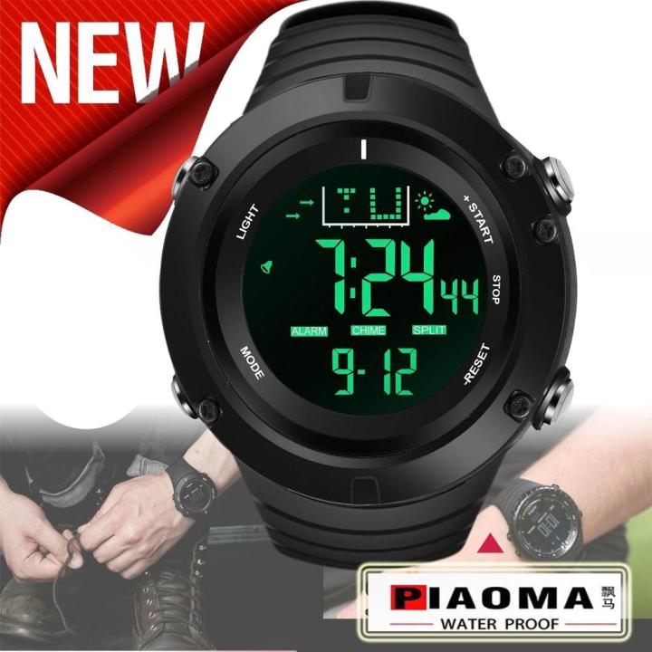 Piaoma Waterproof Digital Outdoor Military Sports Watch-Matte Black ...