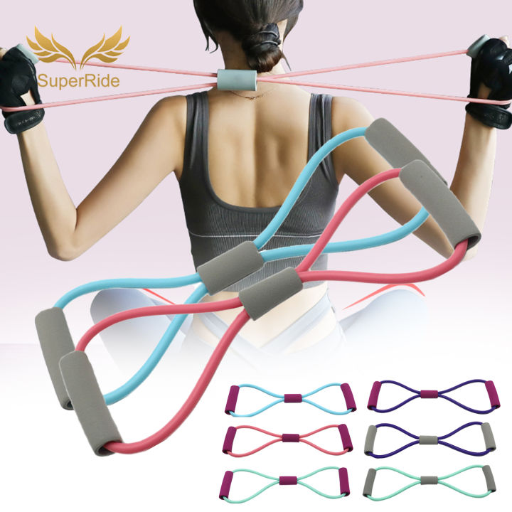 SuperRide 8-Shape Gym Yoga Tension Exercise Resistance Rope Strength ...