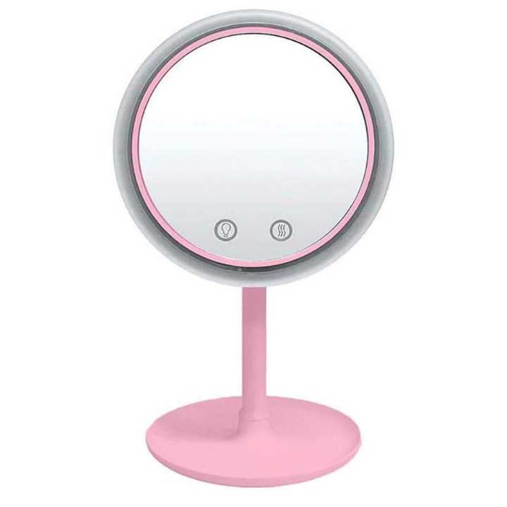 5X Magnifier LED Lamp Desktop Makeup Mirror with Fan 3 in 1 Cosmetic ...