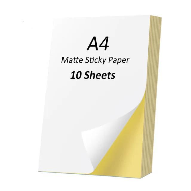 A4 Sticky Matte Paper 10 Sheet white self-Adhesive Label For Inkjet ...