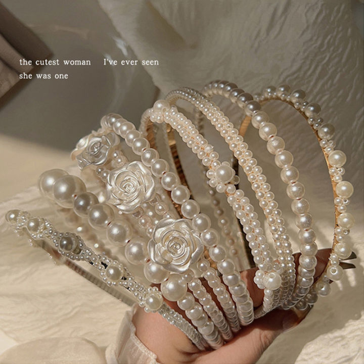 Fashion Full Pearl Headbands for Women Elegant Simple Hair Bands Sweet ...