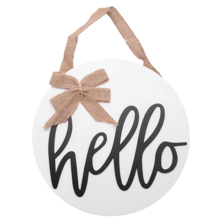 OUMERY 12 Inches Welcome Wreath Hello Sign Front Door Decoration Round ...