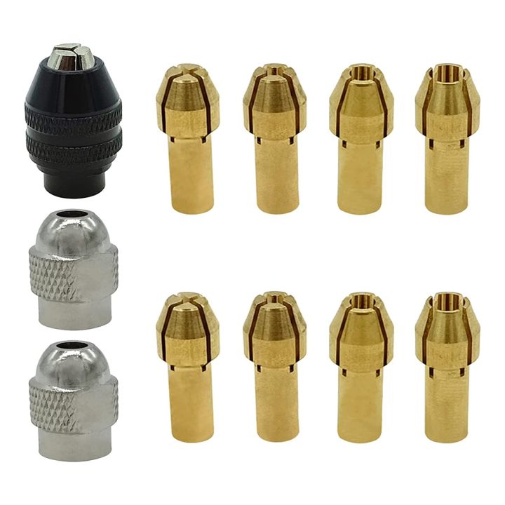 Drill Chuck Collet Set for Dremel, 11 Pcs 4485 Brass Quick Change Drill ...