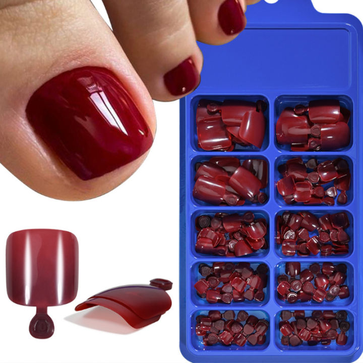 100pcs Fake Toenail Press On Toe Foot Full Cover Nails Art Tips Fast ...