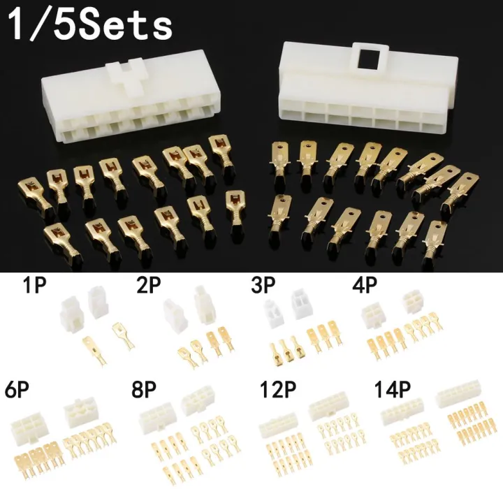 1 Set Cable 1/2/3/4/6/8/12P/14 pin Male Female Socket 6.3mm Terminal ...