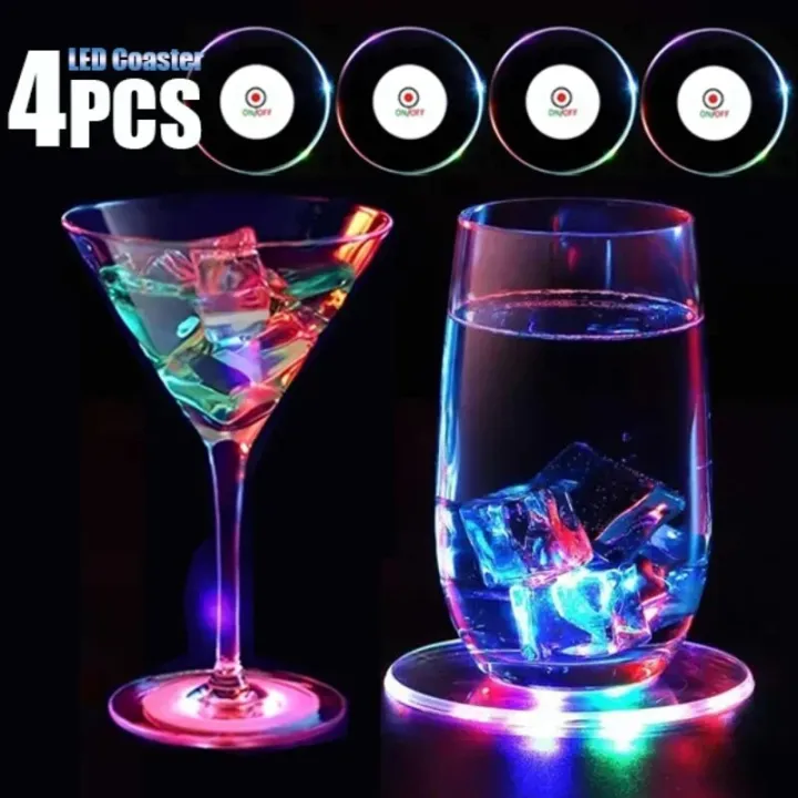 1/4Pcs LED Luminous Coaster Holder Mug Stand Light Bars Mat Table ...