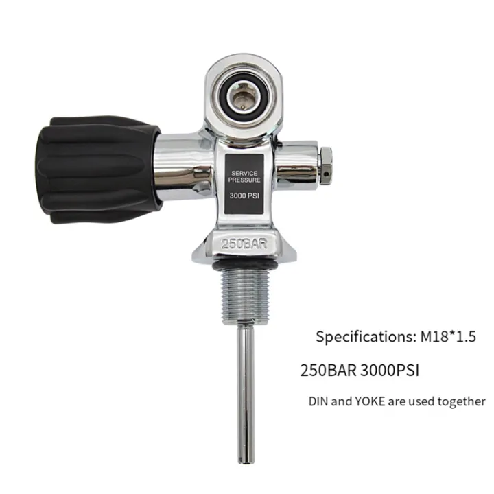 Sojhoop 3000Psi 250Bar M18x1.5 Scuba Diving DIN/YOKE Tank Valve for ...