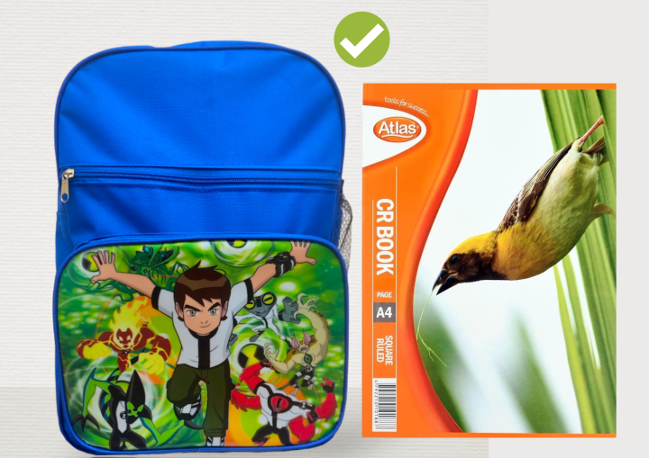 BEN 10 School Bag Kids Backpack CR Book Size Blue Colour Bag for Grade ...