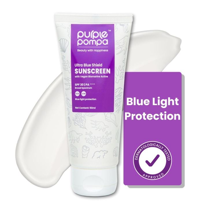 Purple Pompa Ultra Blue Shield Sunscreen SPF 30 PA++++ | 50ml | Broad ...