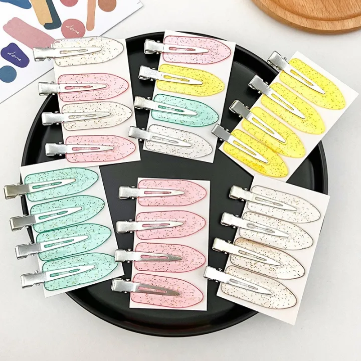 4pcs No Bend Seamless Hair Clips Side Bangs Fix Fringe Barrette Makeup ...