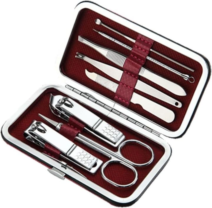 7-in-1 Black Stainless Steel Professional Grooming Kit with Leather ...