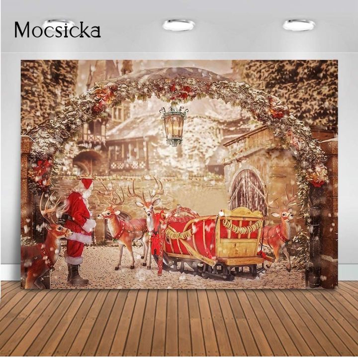 Backdrop Noel Kids Family Backdrop Santa Background Reindeer Portrait ...