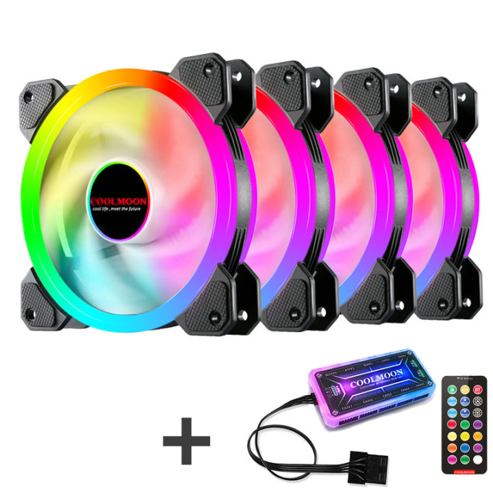 Computer Case PC Cooling Fan RGB Adjust LED 120mm Quiet + IR Remote New ...