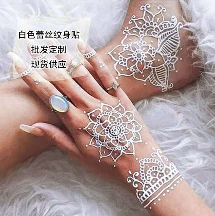New Indian White Lace Hanna Arm Back Sticker Henna Tattoo | Daraz.lk