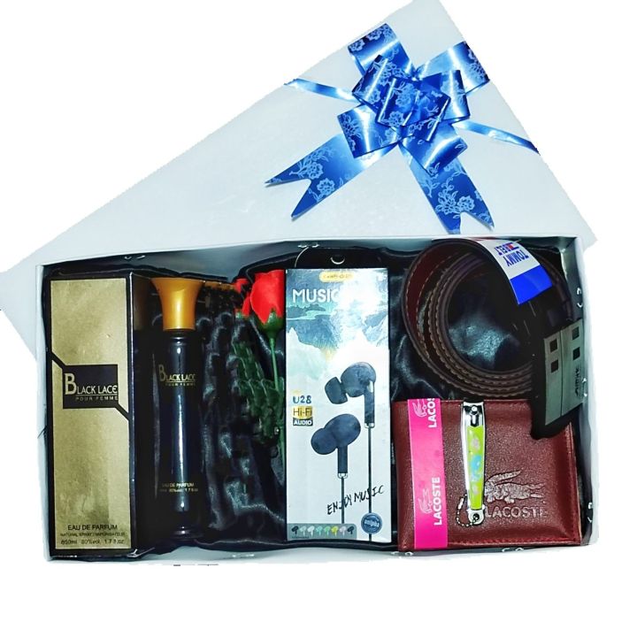 New Mens Celebration Gift Set With Wallet, Belt, Perfume, Music ...