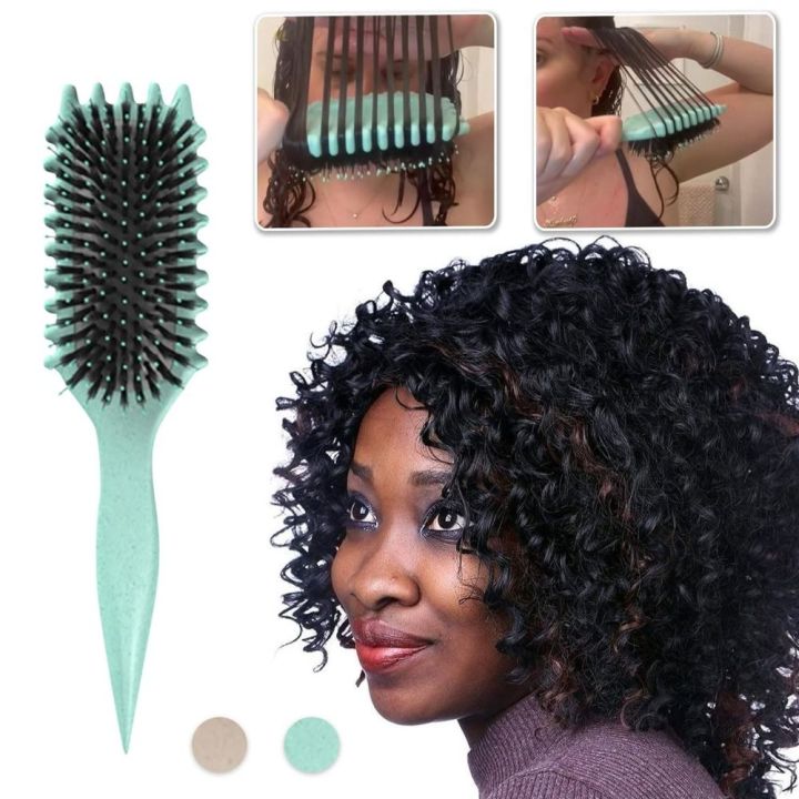 New for Defining Curls Boar Bristle Nylon Hair Brush Portable ...