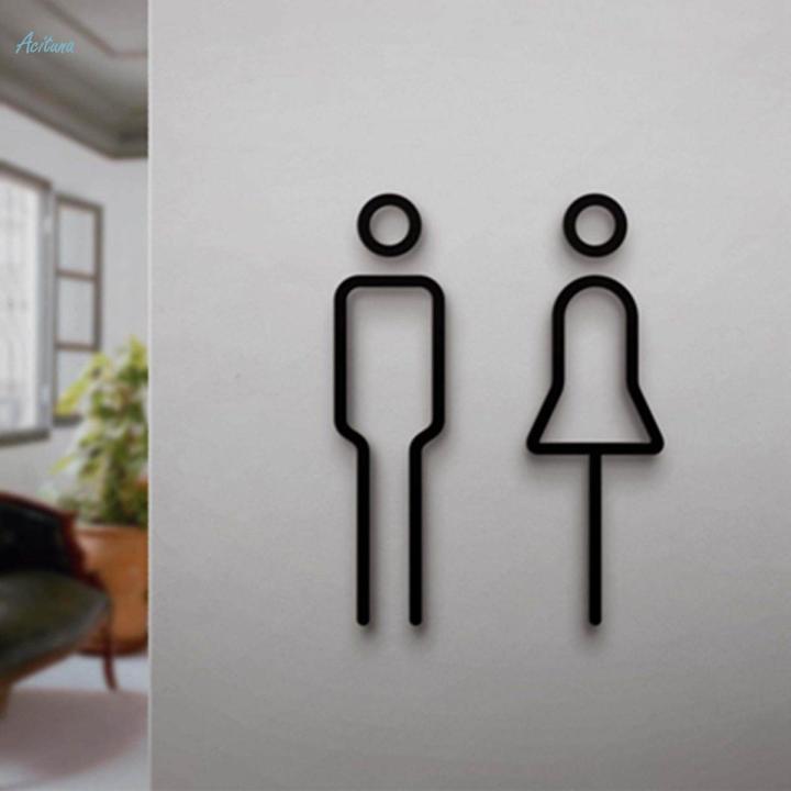 Male Female Toilet Sign 3D Restroom Signage Loo Indicator Plaque Acrylic WC Stickers Toilet Door ...