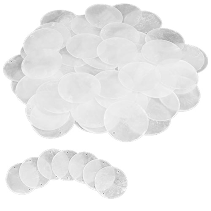60 Pcs 2 Inch Round Capiz Shells with 2 Holes Round Natural Shell ...