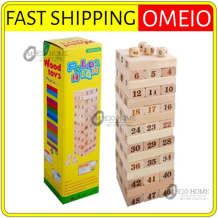 Wooden Jenga Building Blocks Number Jenga Stacking Block Puzzle Kids ...