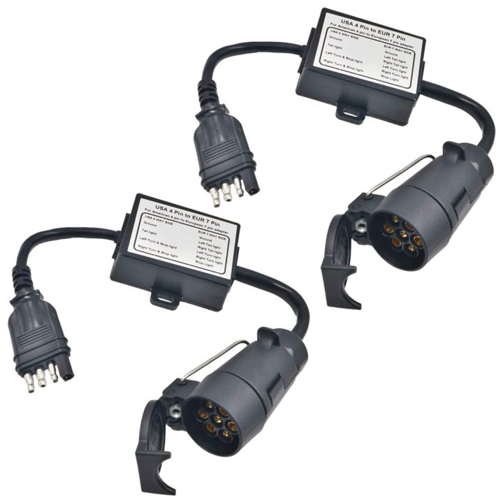 2X US to Europe Trailer Light Converter 4 Way Flat Socket (American ...