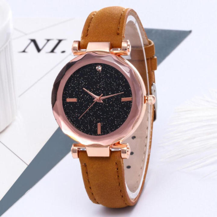 Luxury Fashionable Starry Sky Ladies Quartz Watch Galaxy Dial Star ...