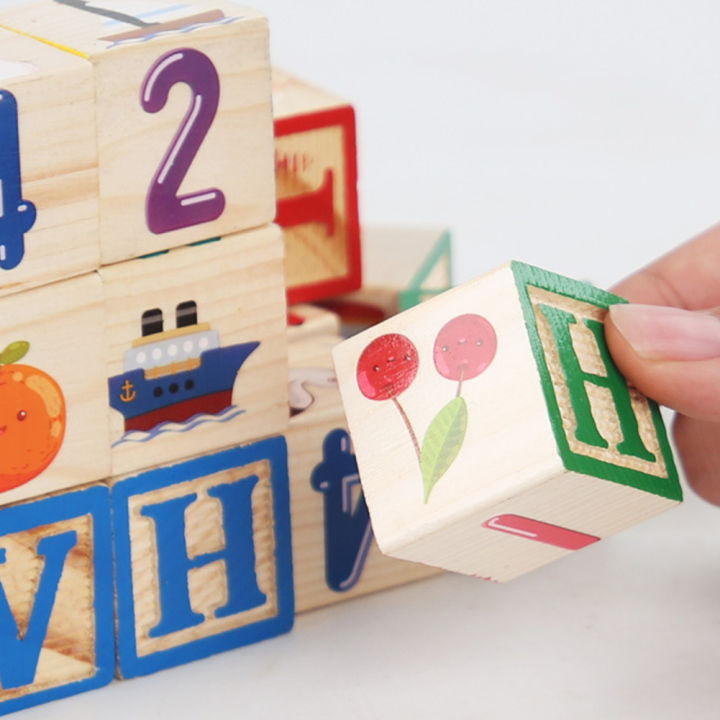 Gift boy toy learning building blocks number piece 27 blocks ABC wooden ...