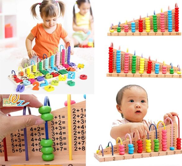 Wooden Calculation Shelf Abacus Counting Addition Subtraction Maths