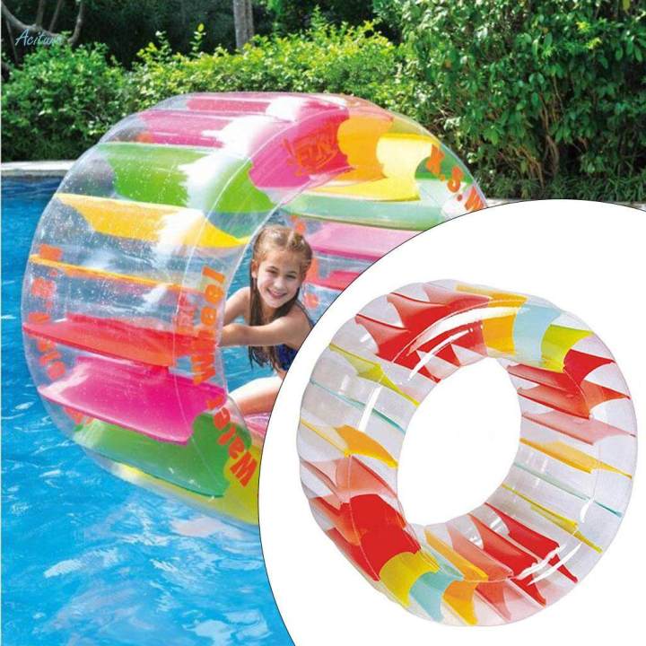 GIANT INFLATABLE WATER WHEEL KID SWIM RING SWIMMING & ROLL 100cm | Daraz.lk